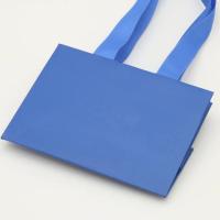 China Multipurpose Flat Handle Paper Bags , Reusable Paper Shopping Bags Blue for sale