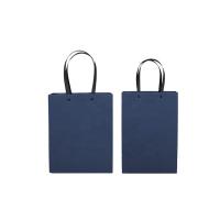 China Foldable 180gsm Kraft Printed Paper Shopping Bag Dark Blue For Gifts for sale