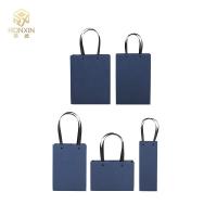 China Foldable 180gsm Kraft Printed Paper Shopping Bag Dark Blue For Gifts for sale