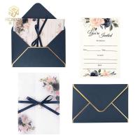 China Customized Royal Blue Wedding Invitations Luxury With BSCI Approval for sale