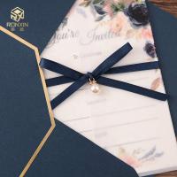 China Customized Royal Blue Wedding Invitations Luxury With BSCI Approval for sale
