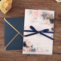 China Customized Royal Blue Wedding Invitations Luxury With BSCI Approval for sale