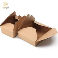 China Tightly Packed Salad Paper Box , Kraft Takeaway Boxes Foldable For Fruit for sale