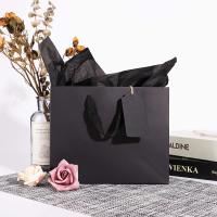 China 120g Fancy Printed Paper Shopping Bag 7'' pure black With Ribbon for sale