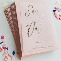 China Fancy Elegant Rose Gold Foil Vellum Wedding Invitations Decorative for sale