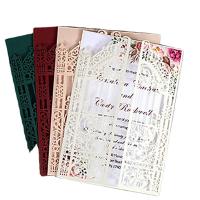 China BSCI Laser Cut Wedding Cards , Wedding Reception Invitation Card European Style for sale