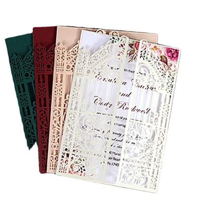 China BSCI Laser Cut Wedding Cards , Wedding Reception Invitation Card European Style for sale