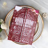 China BSCI Laser Cut Wedding Cards , Wedding Reception Invitation Card European Style for sale