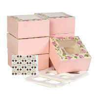 China FSC Certificate 16cm Paper Carton Box , Mini Cupcake Gift Boxes With Window for sale
