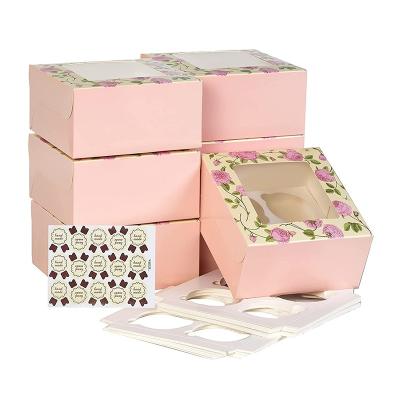 China FSC Certificate 16cm Paper Carton Box , Mini Cupcake Gift Boxes With Window for sale