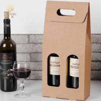China Fancy Cardboard Printed Paper Shopping Bag , Brown Paper Bottle Bags for two for sale