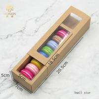 China 20cm Kraft Paper Macaron Gift Box Packaging Food Safe With Window for sale