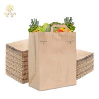 China Promotional Flat Handle Kraft Printed Paper Shopping Bag For Takeaway for sale