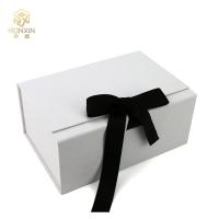 China Pure White Magnetic Closure Gift Box With Ribbon , Makeup Set Gift Box for sale