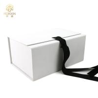 China Pure White Magnetic Closure Gift Box With Ribbon , Makeup Set Gift Box for sale