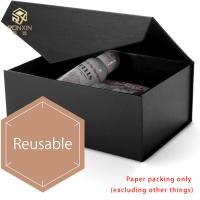 China Handmade Magnetic Closure Rigid Boxes Magnetic Presentation Box Black Paperboard for sale
