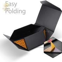 China Handmade Magnetic Closure Rigid Boxes Magnetic Presentation Box Black Paperboard for sale