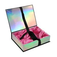 China Fashionable Laser Inside Rigid  Magnetic Closure Gift Box With Ribbon for sale