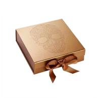 China Golden 2MM Paperboard Gift Boxes Custom Size With Ribbon Closure for sale