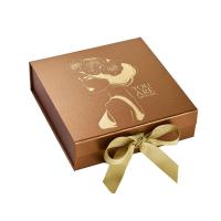 China Golden 2MM Paperboard Gift Boxes Custom Size With Ribbon Closure for sale