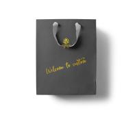 China Black Printed Paper Shopping Bag With Twisted Handle Recyclable for sale