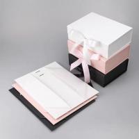 China 157g Paperboard Foldable Gift Boxes With Ribbon Handle for sale