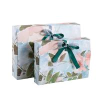 China Recyclable Foldable Gift Boxes With Ribbon Clothing Packaging for sale