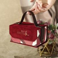 China Red Special Paper paperboard gift boxes with leather handle for gift wedding party package for sale