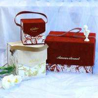China Red Special Paper paperboard gift boxes with leather handle for gift wedding party package for sale