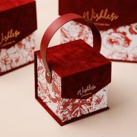 China Red Special Paper paperboard gift boxes with leather handle for gift wedding party package for sale