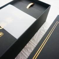 China Black Touch Feel Art Paper Paperboard Gift Boxes With Foil Hot Stamping Logo For Gift Packaging for sale