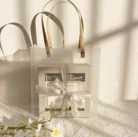 China White Art Paper Kraft Gift Box With Window Transparent Paper Ribbon Handle for sale