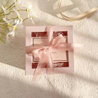China White Art Paper Kraft Gift Box With Window Transparent Paper Ribbon Handle for sale