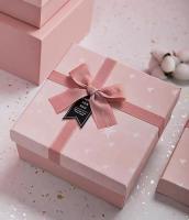 China Art Paper Pink Paperboard Gift Boxes With Ribbon Drawer Box Shape For Cosmetic Packaging for sale