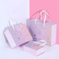 China Purple Art Paper Book Gift Cardboard Boxes With Rope Handle For Packaging for sale