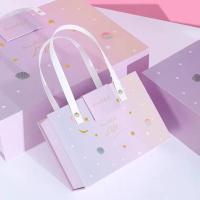 China Purple Art Paper Book Gift Cardboard Boxes With Rope Handle For Packaging for sale