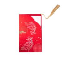 China Red Art Paper Laser Cut Wedding Cards With Ribbon Printing Logo for sale