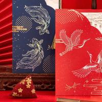China Red Art Paper Laser Cut Wedding Cards With Ribbon Printing Logo for sale