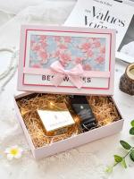 China 157gsm Art Paper Pink Gift Boxes With Ribbon CMYK Printing for sale