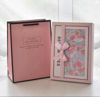 China 157gsm Art Paper Pink Gift Boxes With Ribbon CMYK Printing for sale