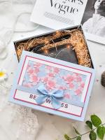 China 157gsm Art Paper Pink Gift Boxes With Ribbon CMYK Printing for sale