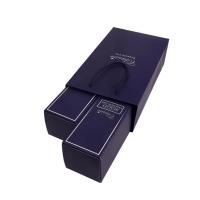 China Blue	Coated Paper Foldable Gift Boxes With Ribbon Wine Gift Packaging for sale