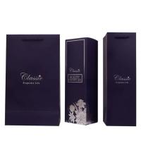 China Blue	Coated Paper Foldable Gift Boxes With Ribbon Wine Gift Packaging for sale