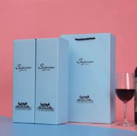 China Blue	Coated Paper Foldable Gift Boxes With Ribbon Wine Gift Packaging for sale
