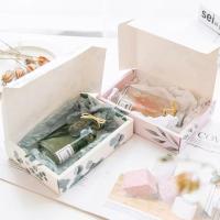 China Pink Flowers Coated Foldable Box With Ribbon With Ribbon CMYK Printing For Packaging for sale