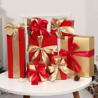 China Red Art Paper  Paperboard Handmade Gift Boxes With Ribbons Lid And Based Shape For Packaging for sale