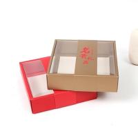 China Red Card Paper Kraft Gift Box With Window Eco Friendly For Food Candy Small Packaging for sale