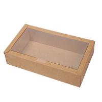 China Red Card Paper Kraft Gift Box With Window Eco Friendly For Food Candy Small Packaging for sale