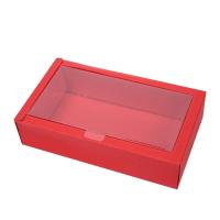 China Red Card Paper Kraft Gift Box With Window Eco Friendly For Food Candy Small Packaging for sale