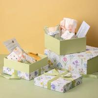 China Green Art Paper Paperboard Gift Boxes Cosmetic Packaging With Ribbon for sale